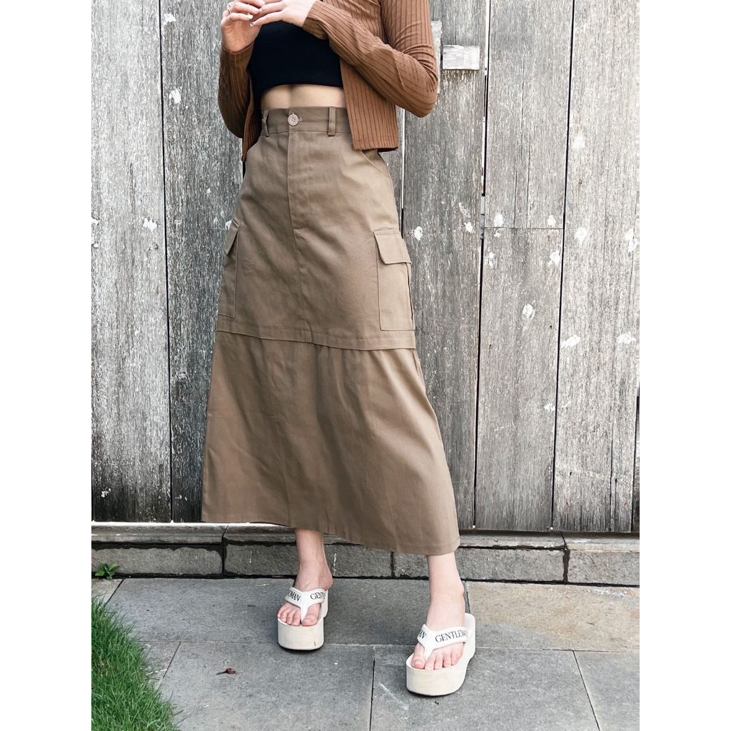 Jual Lady Cargo Skirt - Rok Cargo Wanita - Rok Chinos Stretch | Shopee ...