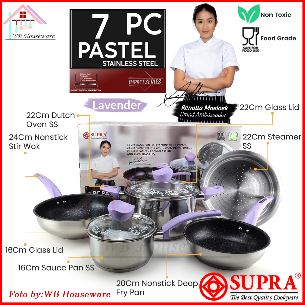 Jual wajan set induksi / panci set / 7pcs cookware set SUPRA - Lavender ...