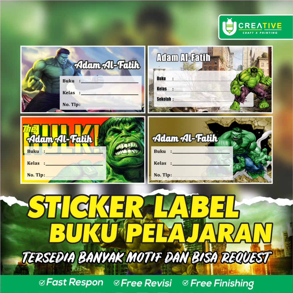 Jual Sticker / Label Buku Pelajaran Bisa Custom Nama (Isi 20pcs) Tema ...