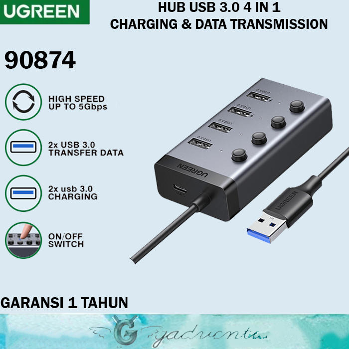 Jual UGREEN 4IN1 Adapter USB HUB 3.0 Splitter High Speed 5Gbps Charging ...