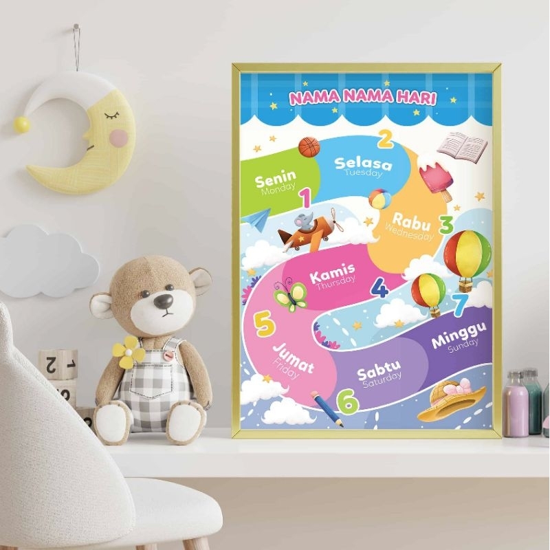 Jual Poster Edukasi Belajar Nama Nama Hari Usia PAUD/TK/SD Murah ...