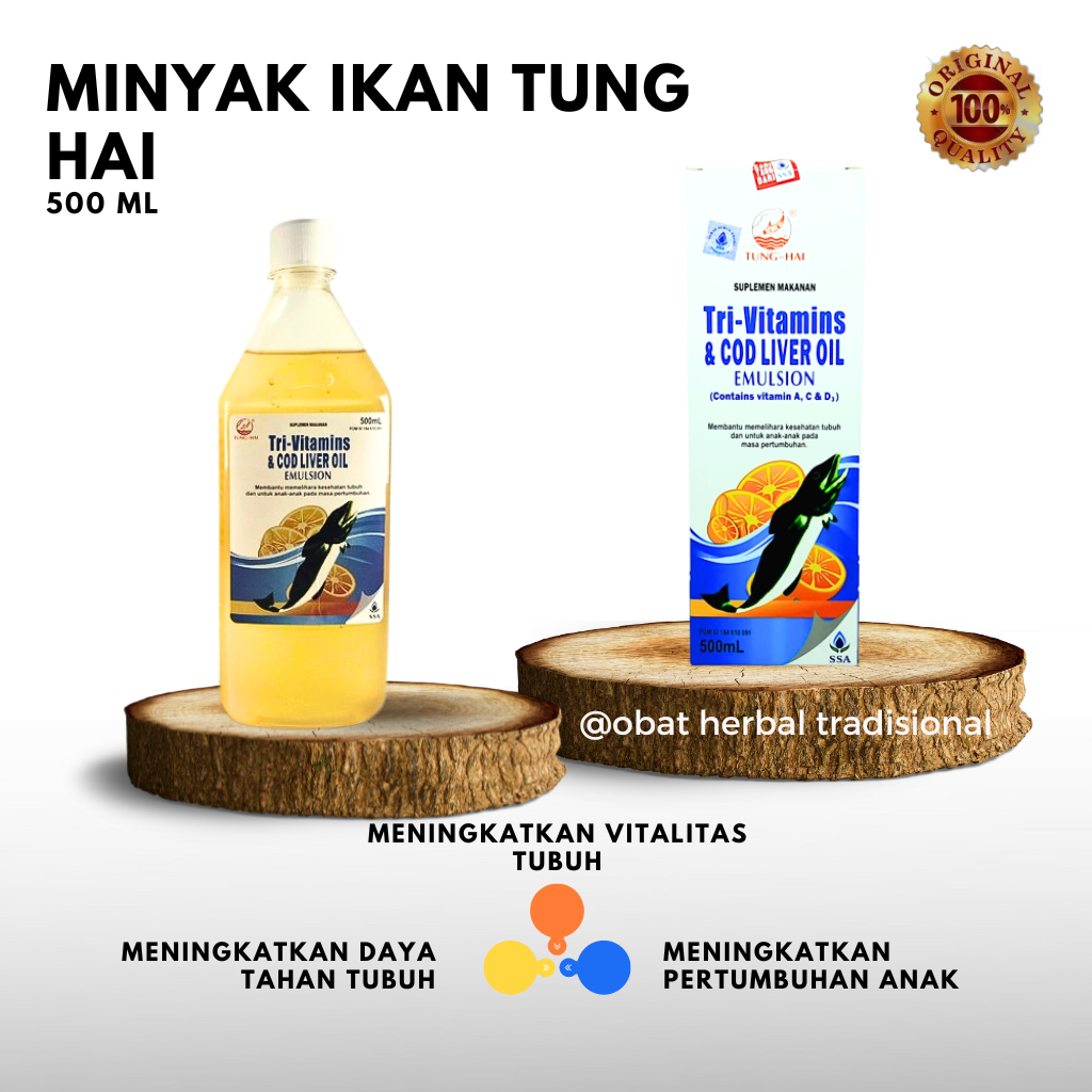 Jual MINYAK IKAN TUNG HAI SIRUP 500 ML - TRI VITAMINS - COD LIVER OIL ...