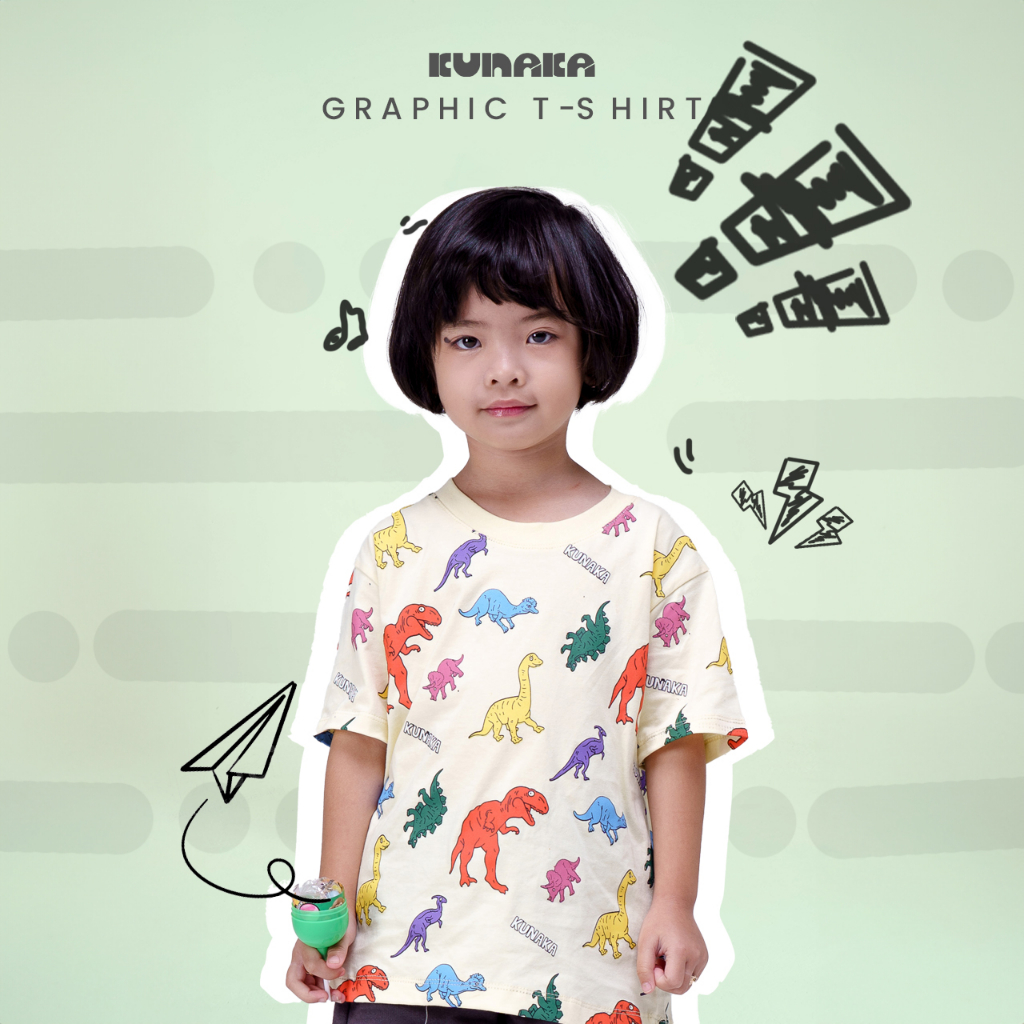 Jual Kunaka - Kaos Dino In Love Cream Tshirt Anak | Shopee Indonesia
