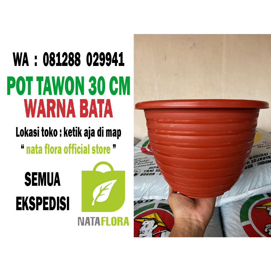 Jual pot 30 cm untuk tanaman hias dan bunga model tawon warna bata ...