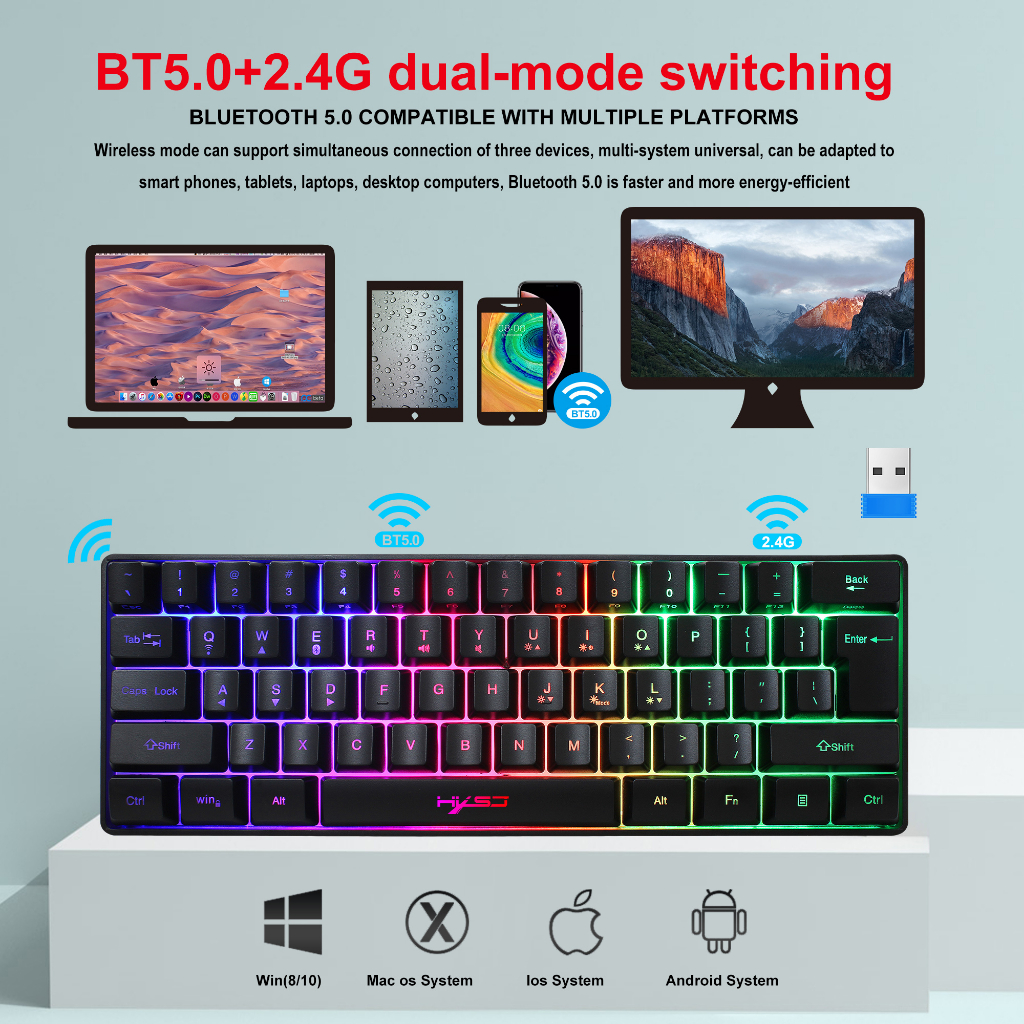 Jual HXSJ L500 WIRELESS KEYBOARD BLUETOOTH AND DONGLE 2.4G WIRELESS | Shopee Indonesia