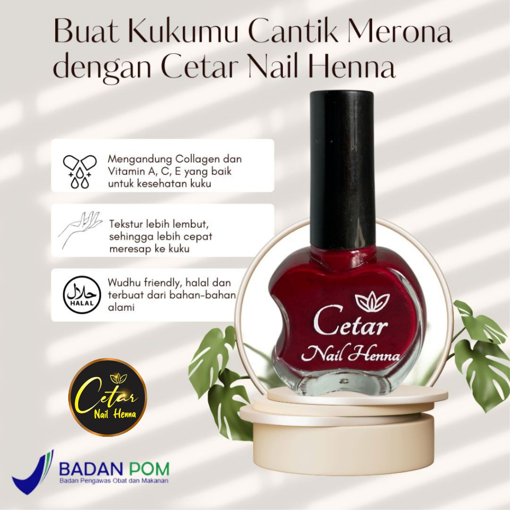 Jual CETAR NAIL HENNA 10ML / CETAR CUTEX AWET, HALAL, ELEGANT | Shopee ...