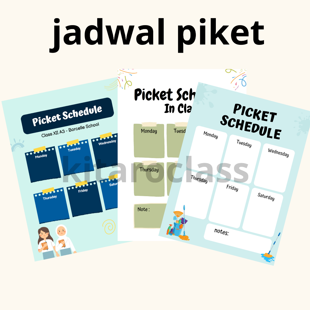Jual Poster Jadwal Piket Back to scholl + request Nama piket | Shopee ...