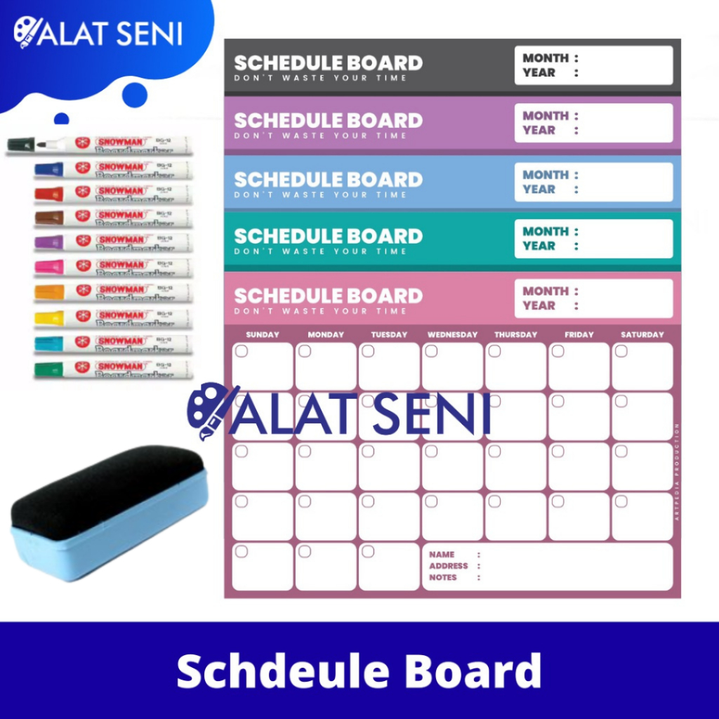 Jual Paket Schedule Board / Schedule Board Warna Dasar dan Pastel ...