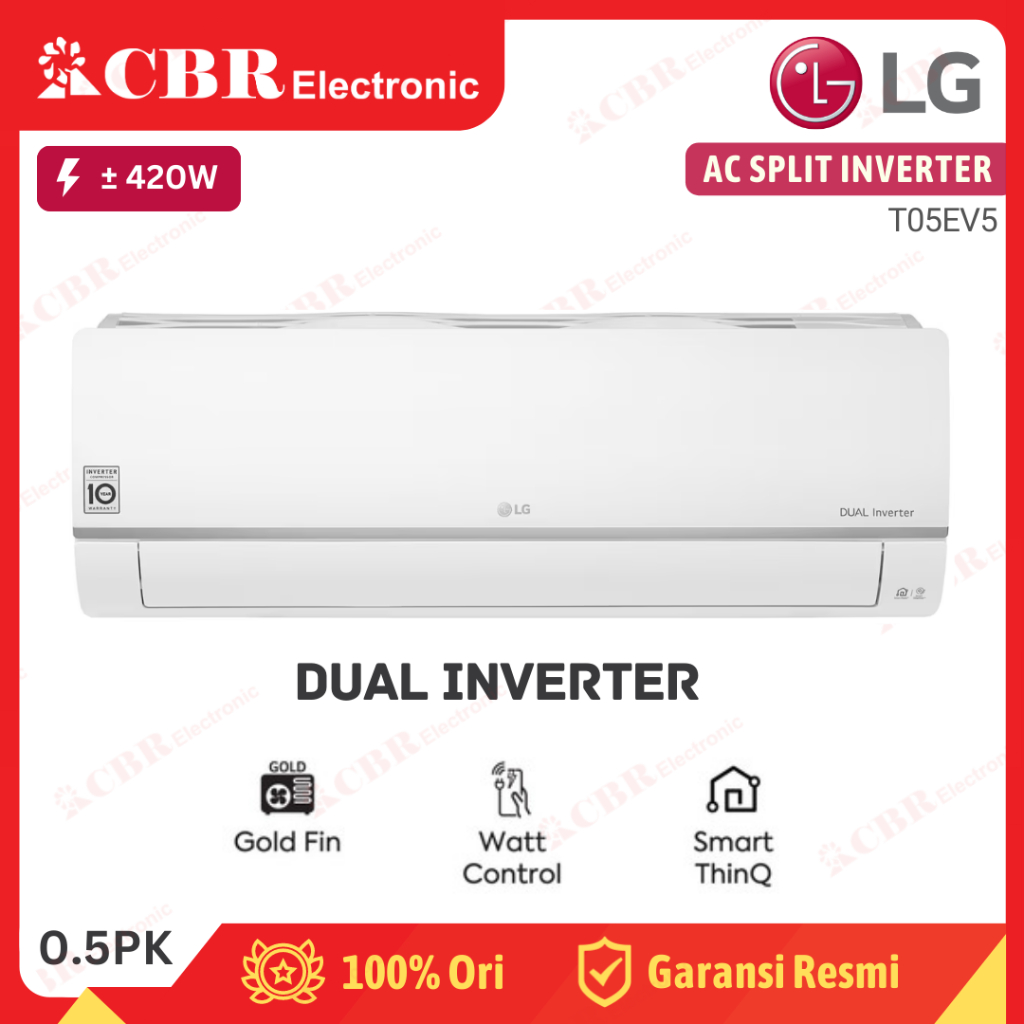 Jual AC LG DUALCOOL NEW ECO INVERTER 1/2PK (0.5PK) - T05EV5 / (R32) | Shopee Indonesia