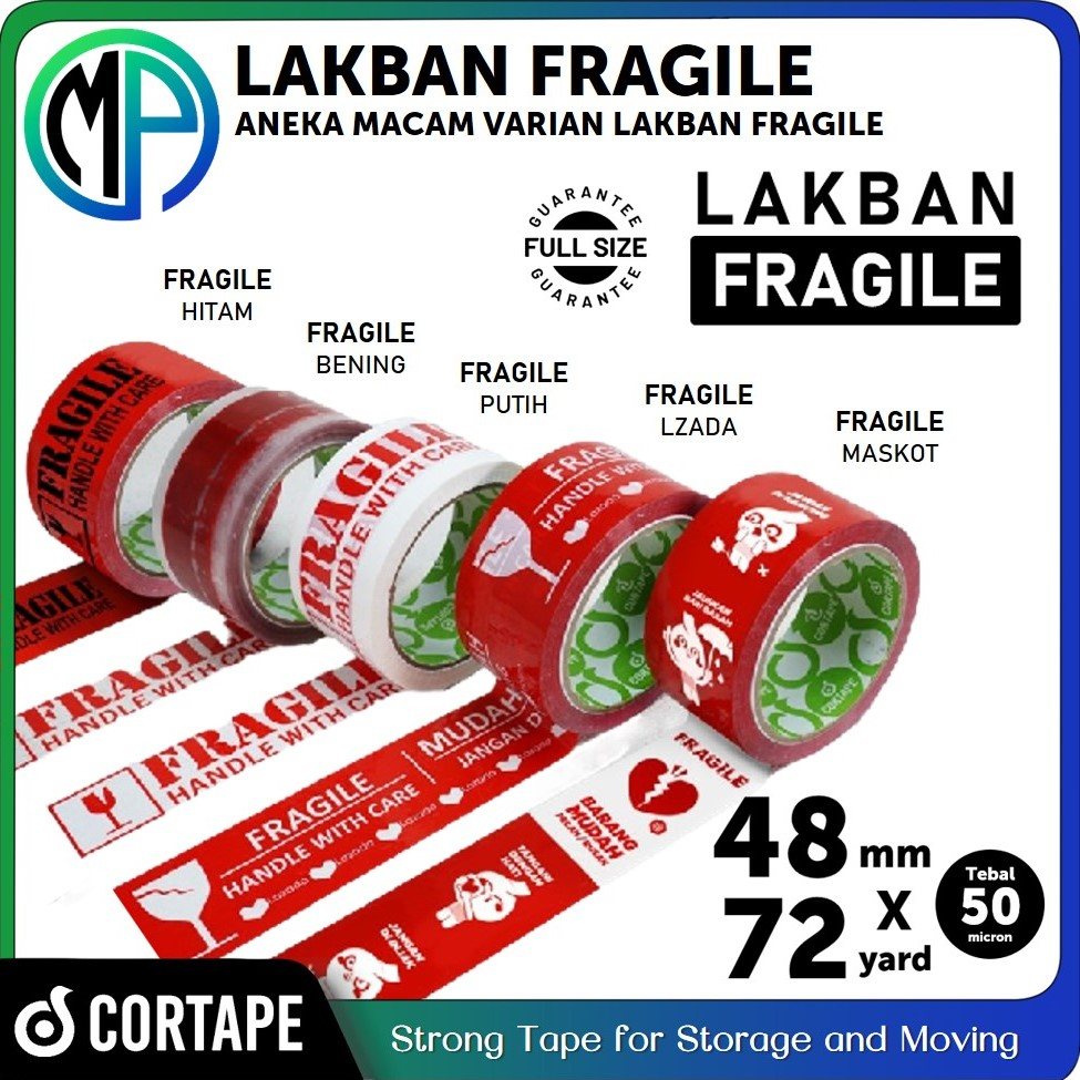 Jual Lakban / OPP Tape / Selotip Fragile dan Unboxing 2inch 48mm x ...