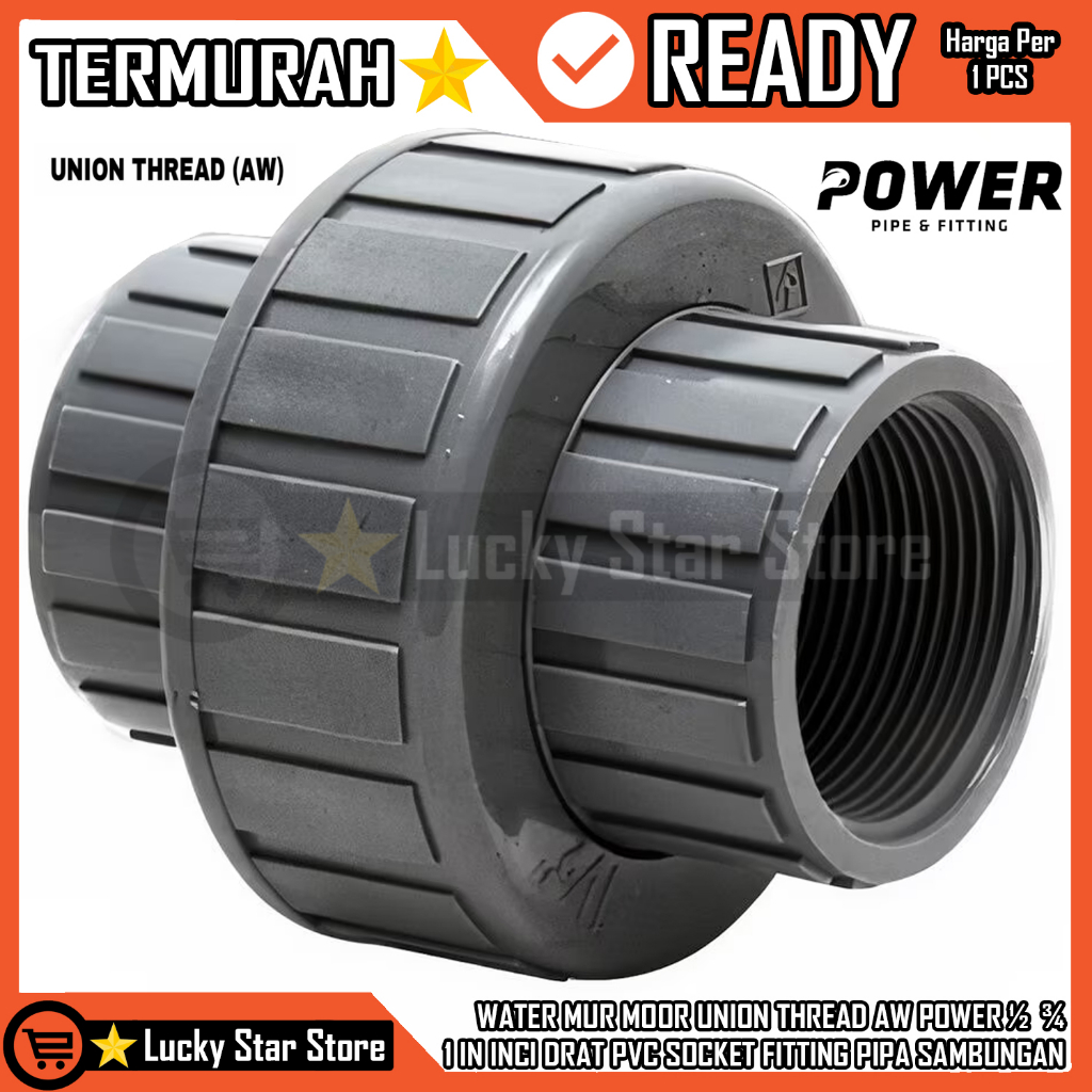 Jual WATER MUR MOOR UNION THREAD AW POWER ½ ¾ 1 IN INCI INCH DRAT PVC ...