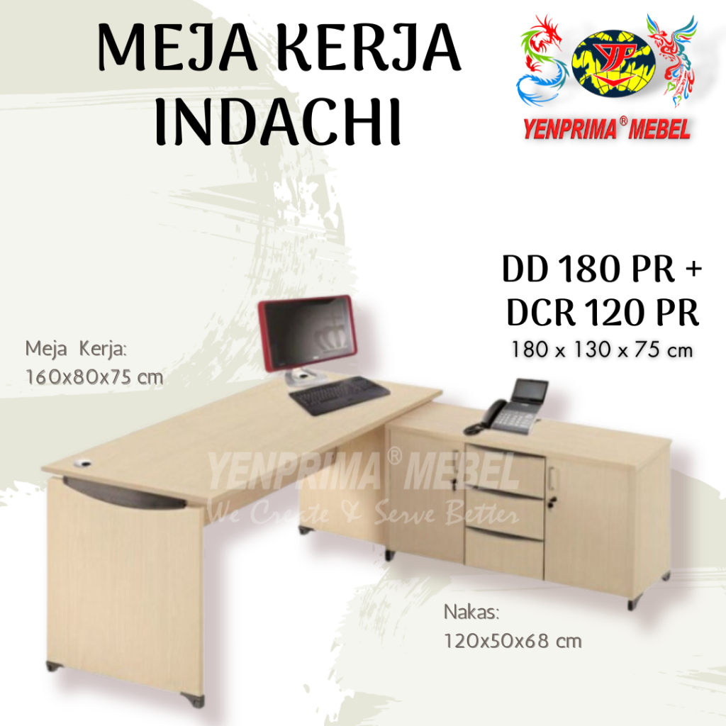 Jual Meja Direktur Indachi DD 180 PR + DCR 120 PR / Meja Kantor / Meja Promo | Shopee Indonesia