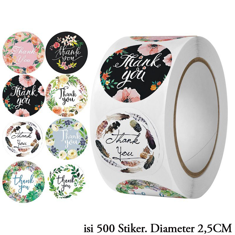 Jual STICKER THANK YOU 500 PCS/1 ROLL STIKER TERIMA KASIH / STICKER ...