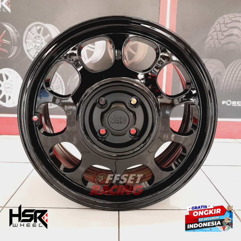 Jual Velg HSR KLG R15x6,5 H4x100 ET42 Velg mobil racing black glossy ...