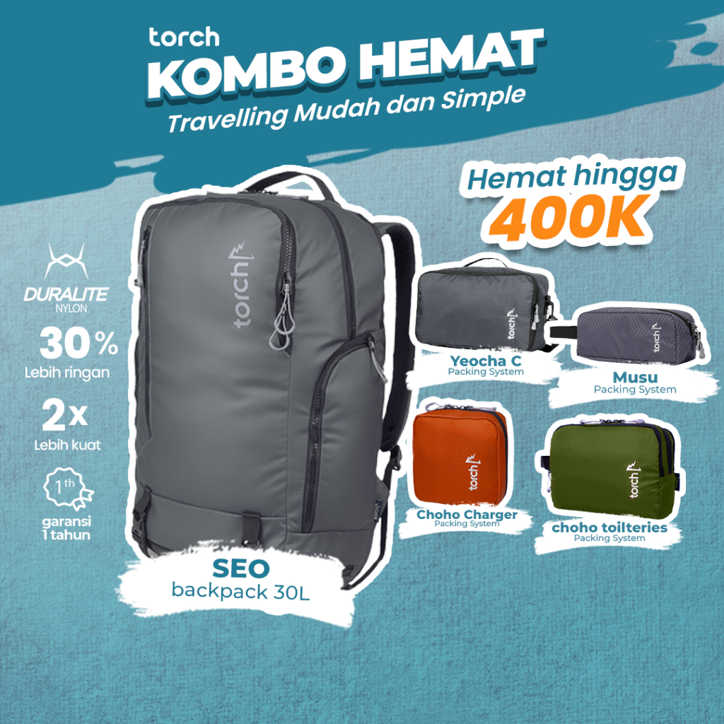 Jual TORCH Bundling (BELI 1 DAPAT 4) Backpack TravelBackpack 30L Set ...