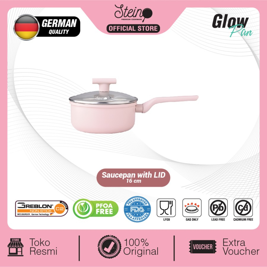 Jual Sauce Pan Stein Cookware Glow Pan 16 cm + Tutup Kaca (satuan ...