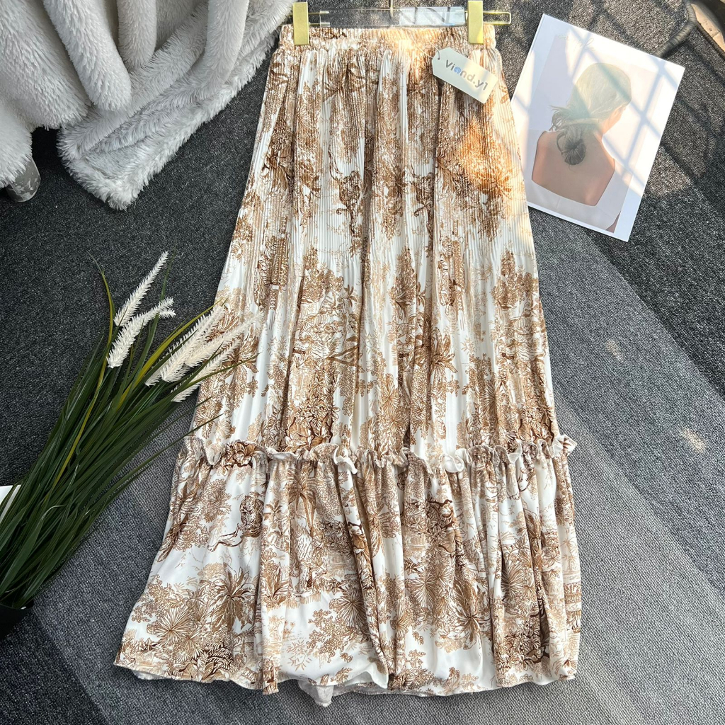Jual Rok Plisket Bunga Wanita / Maxi Skirt Ruffle Flower Cewek Korea ...
