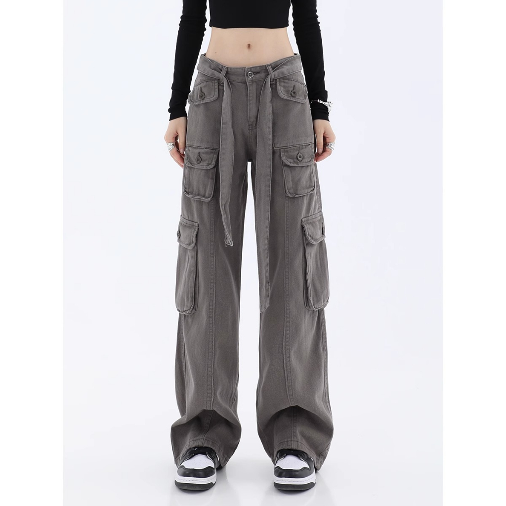 Jual Coco Trend Soul Jeans -- Abu-abu New Highwaist Cargo Jeans ...