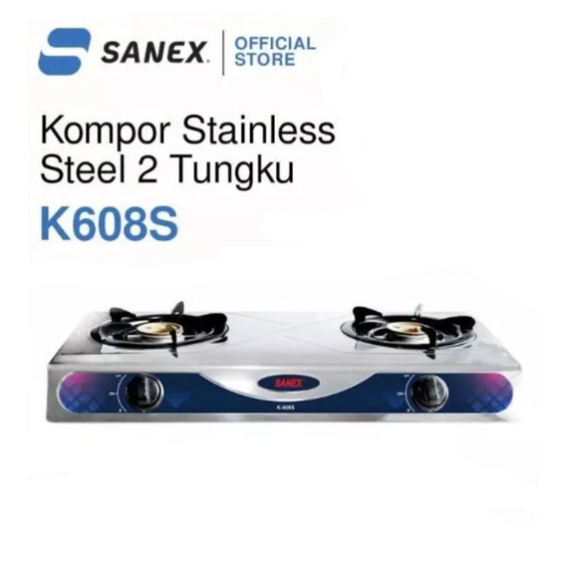 Jual SANEX K 608 S - Kompor Gas 2 Tungku Stainless Steel Sanex K608S ...