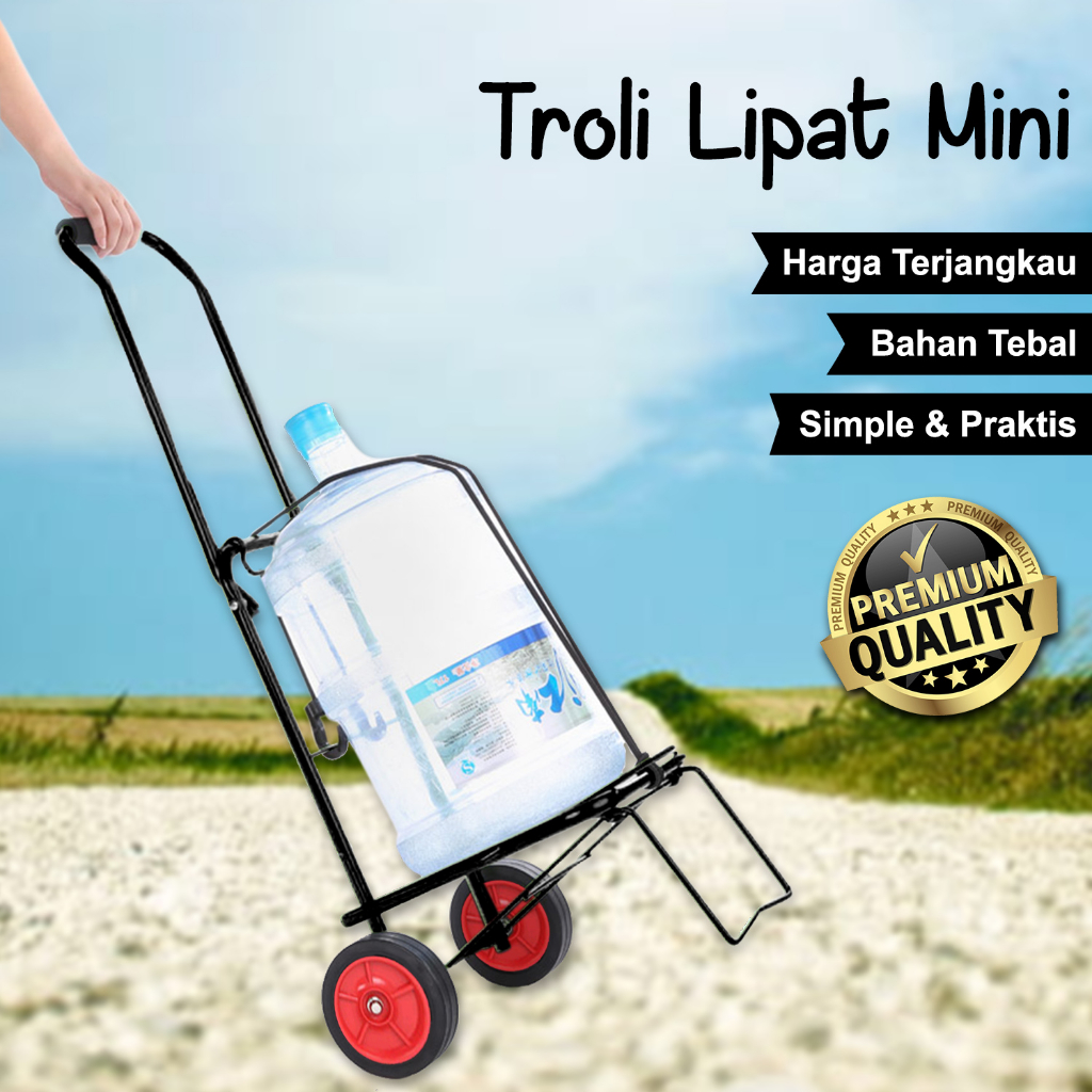 Jual Troli Lipat Dorong Barang Gas Galon Mini Kuat Serbaguna + Tali ...