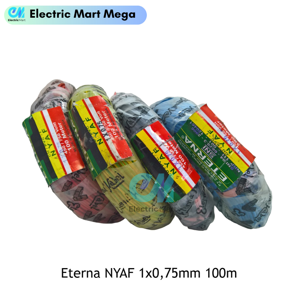 Jual Kabel Eterna NYAF 1x0,75 Roll 100 Meter Kabel Listrik 1 Kawat Tembaga Serabut 0.75 mm ...