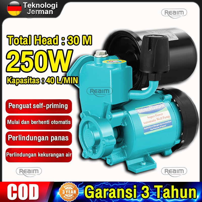 Jual Reaim Pompa air Otomatis 40 L/min 250W Total Head Max 30 m Model ...