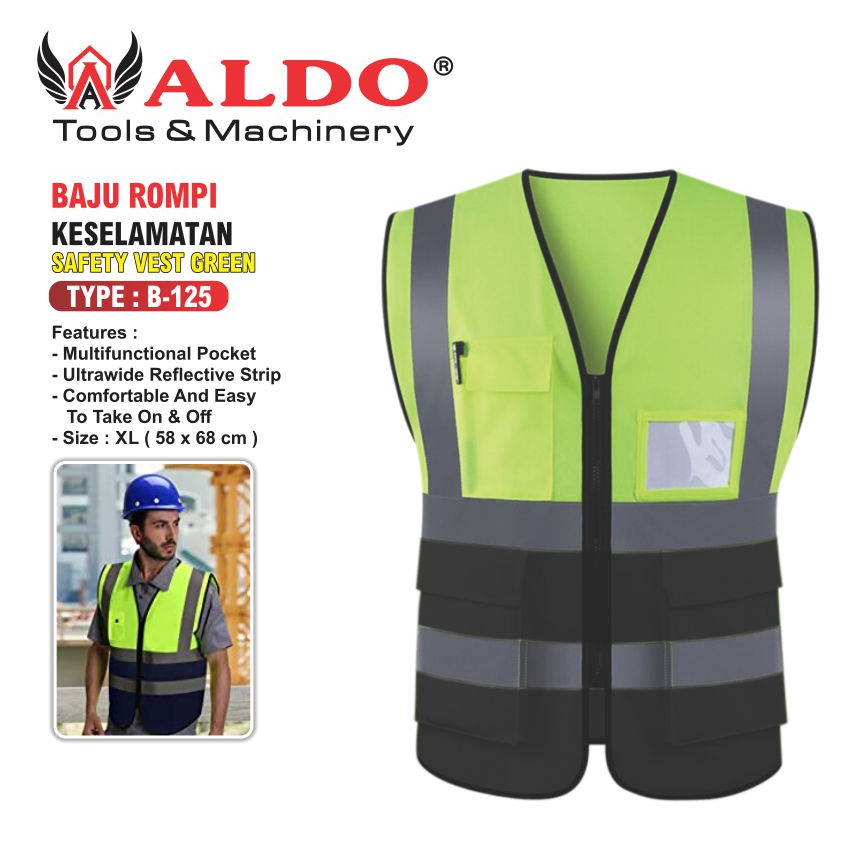 Jual BAJU ROMPI / KESELAMATAN / SAFETY VEST TYPE : B-125 ALDO | Shopee ...