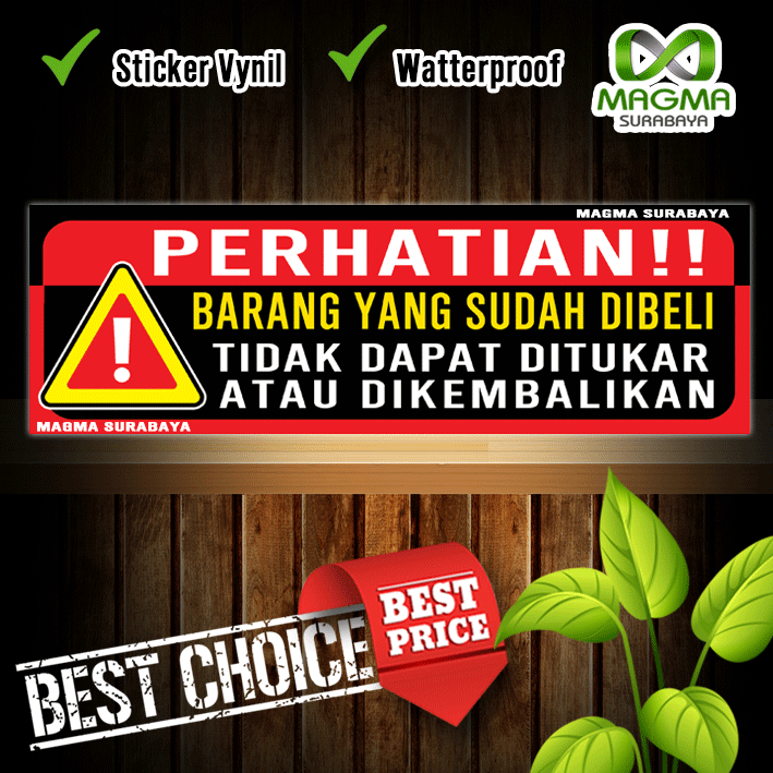 Jual Sticker Barang yang Sudah di beli tidak dapat di Tukar atau di ...