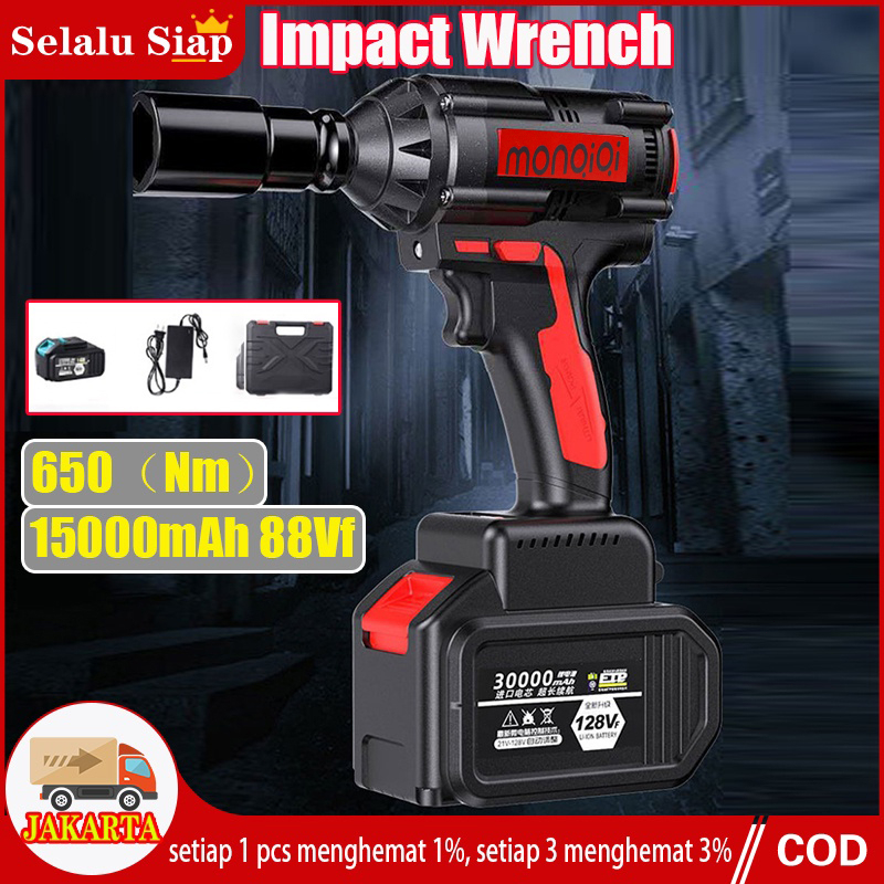 Jual 650N. M Cordless Impact Wrench 98V Brushless 98V Bor Obeng Kunci 98 Volt/Pembuka baut truck ...