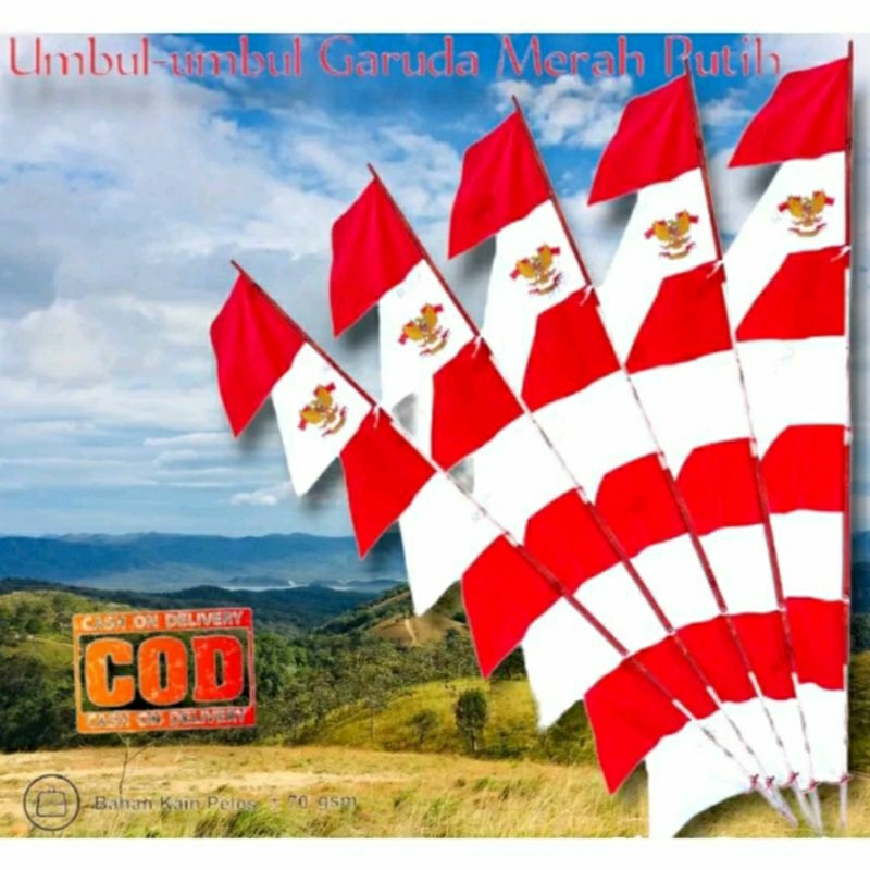 Jual Bendera umbul umbul merah putih umbul umbul warna 8 gergaji sablon garuda | Shopee Indonesia