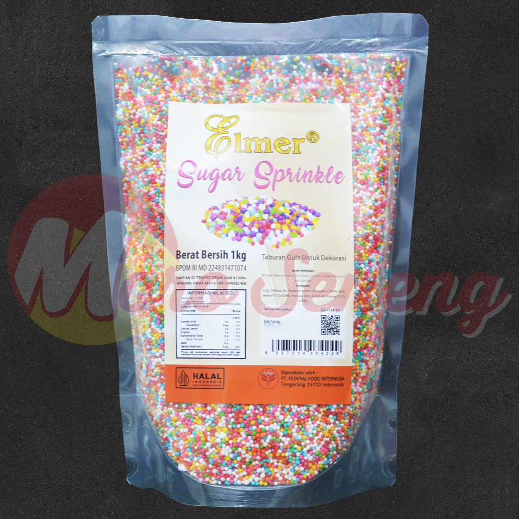 Jual Spikel Elmer 1kg Sprinkle Gula Trimit Warna Rainbow Hiasan Kue 1 ...
