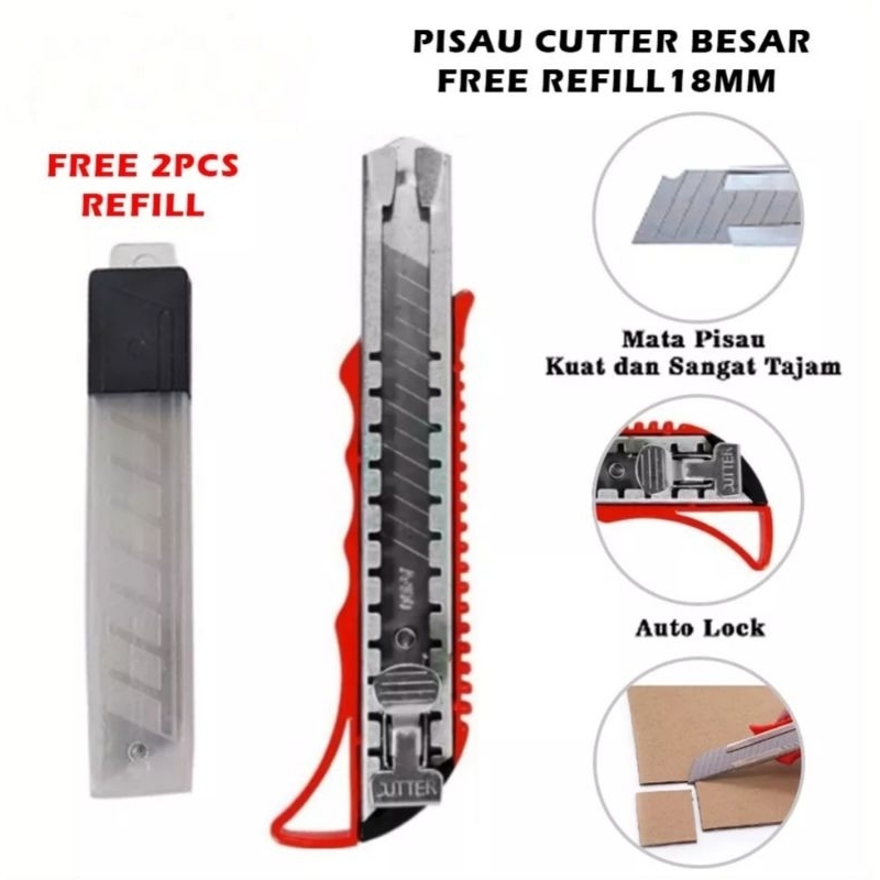 Jual PISAU CUTTER UKURAN 18CM BESAR CATER TAJAM PEMOTONG KERTAS KARDUS ...