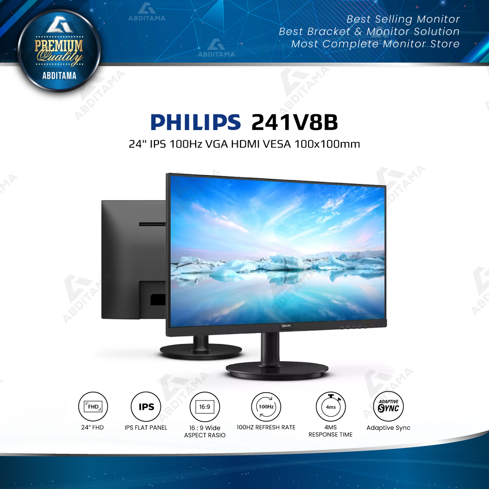 Jual Montior LED Philips 241V8B 24" IPS 100Hz VGA HDMI VESA 100x100mm ...