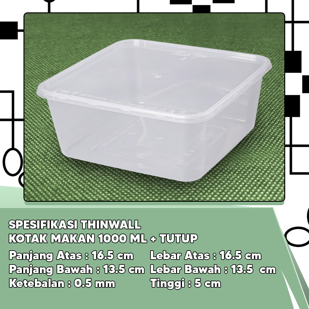 Jual Thinwall Square Kotak Makan Plastik All Size 350ml 3000ml
