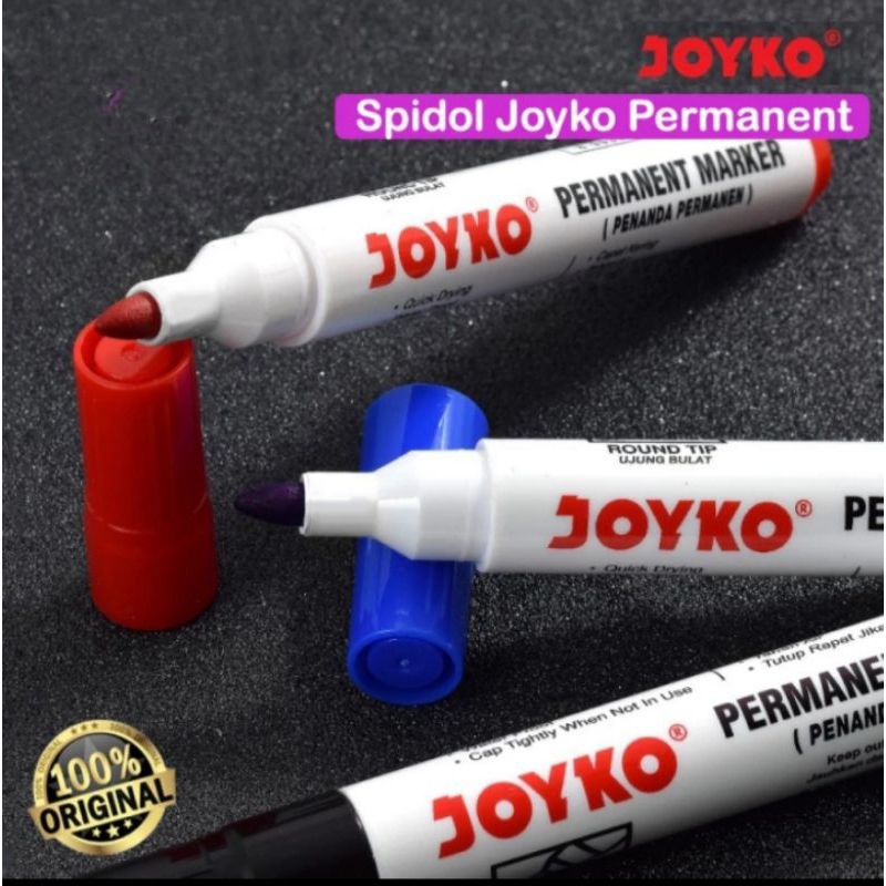 Jual Spidol Permanen Joyko Permanent Marker Quick Dry Round Tip Spidol ...