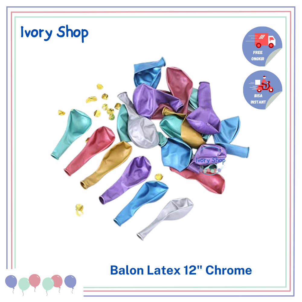 Jual Balon Chrome Shuaian 12 inch isi 50 per pack / Balon metalik krom ...