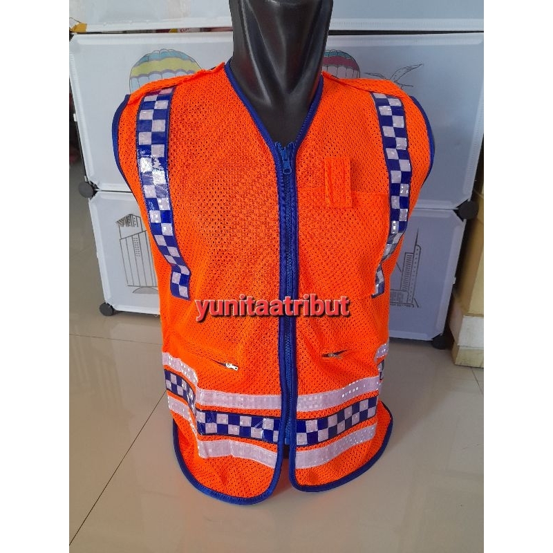 Jual Rompi Safety Orange/Rompi Proyek/Rompi Motor | Shopee Indonesia