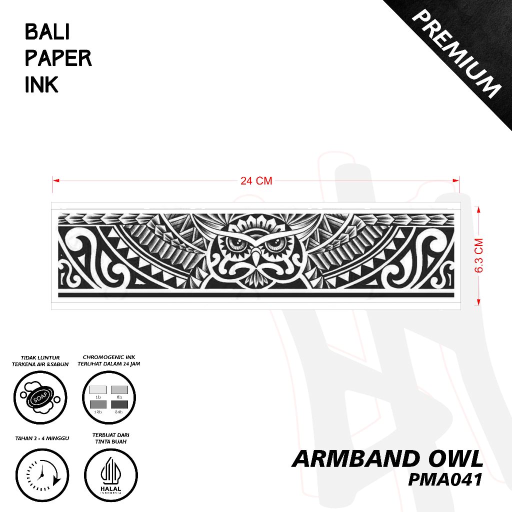 Jual Bali Paper Ink PMA041 Armband Owl Fruit Ink Tatto Temporary ...