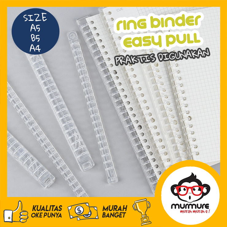 Jual MURMURE | RING BINDER BINDING EASY PULL BESAR WARNA TRANSPARANT ...