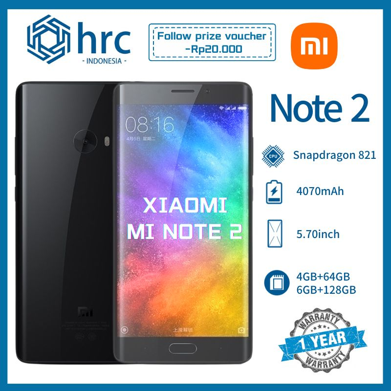 Jual Xiaomi Mi Note 2 RAM 6GB+128GB Snapdragon 821 full curved layar 5.7 inci,1080 x1920pixels ...
