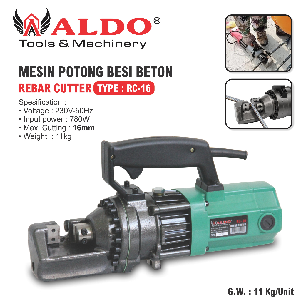 Jual REBAR CUTTER / MESIN POTONG BESI BETON 16 MM TYPE : RC-16 ALDO ...