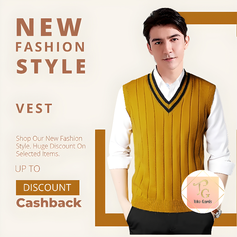 Jual Rompi Vest Pria Rajut Premium Casual Model Korea Style BTS ...