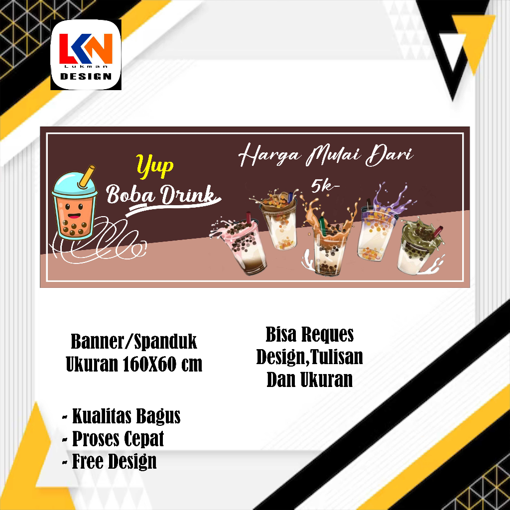 Jual spanduk banner Yup Boba Drink uk,160x60cm | Shopee Indonesia