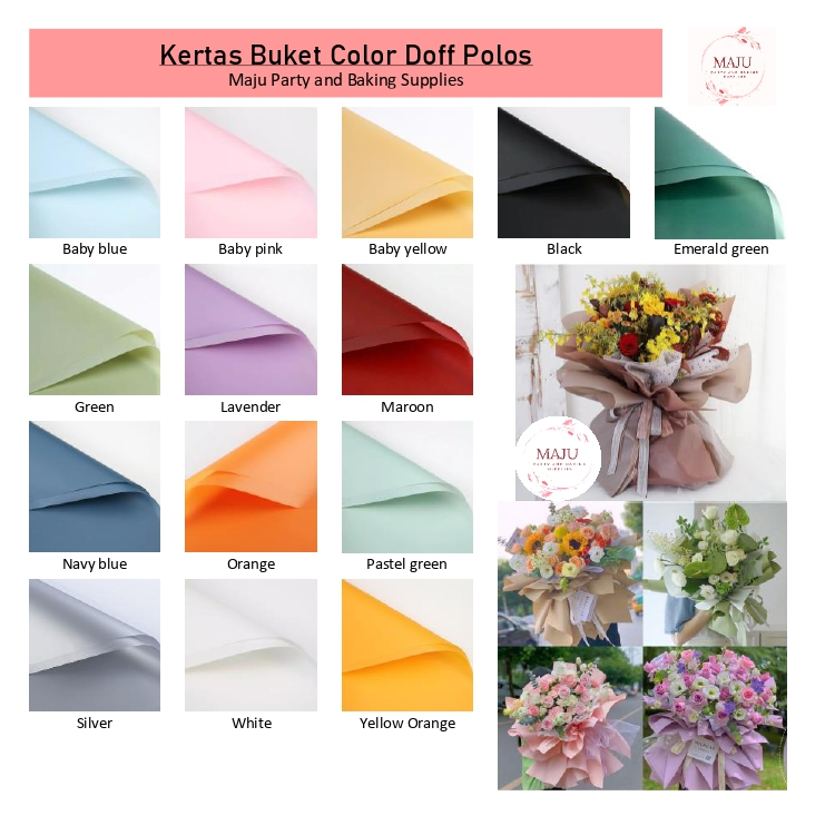 Jual (20 lembar per pax) Kertas Buket Full Color Doff Polos/ Flower ...