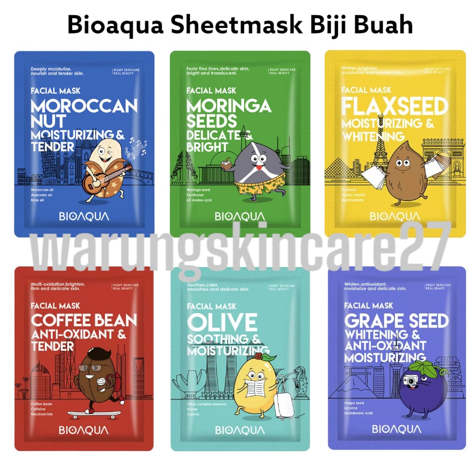 Jual BPOM BIOAQUA SHEET MASK SERIES BIJI BUAH TERBARU MASKER WAJAH ...