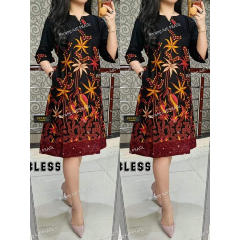 Jual DRESS BATIK KOMBINASI SAKU KANAN BAJU MODERN MODEL KEKINIAN UKURAN ...