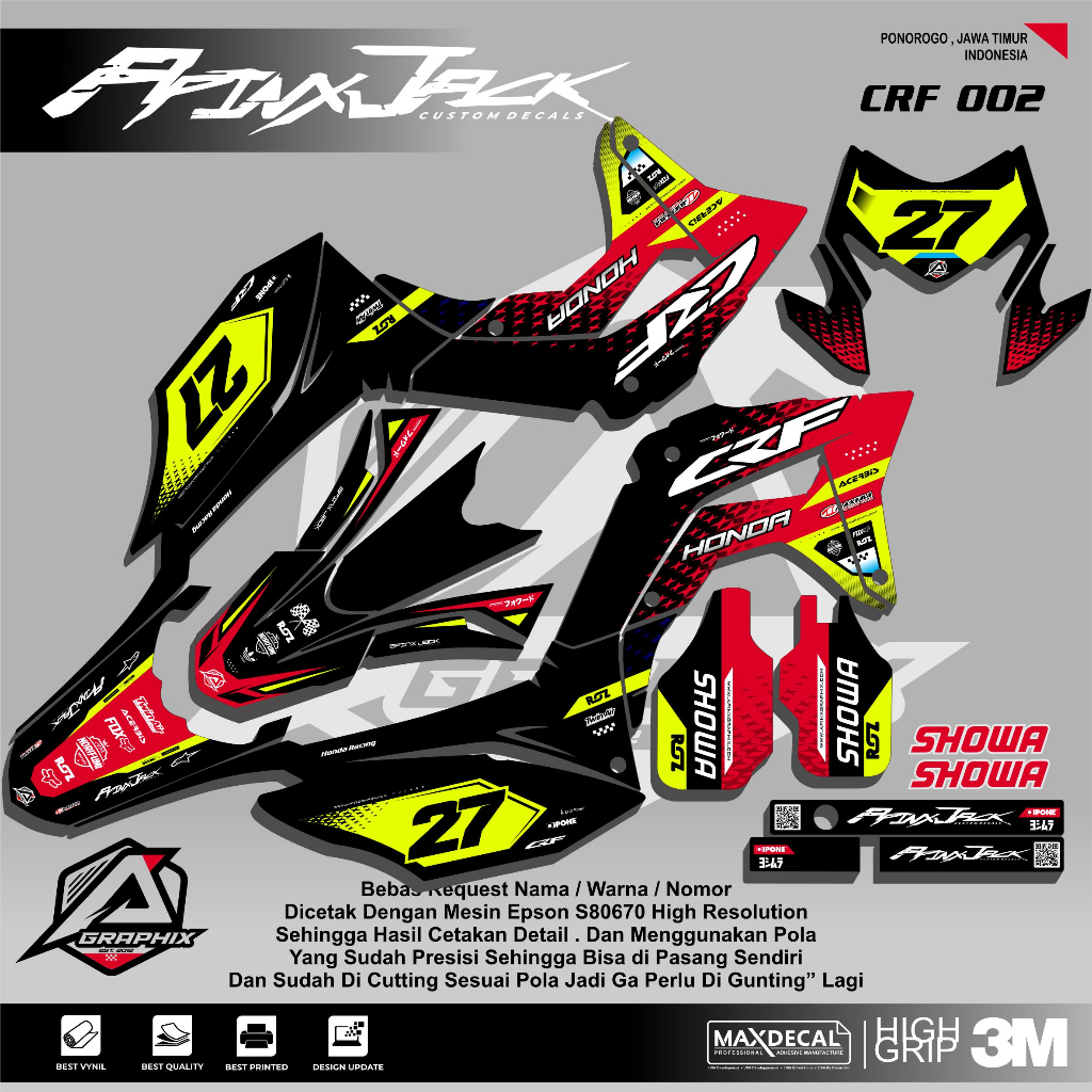 Jual STICKER DECAL CRF 150 L / CRF SUPERMOTO /DECAL CRF SUPERMOTO ...