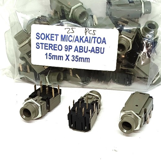 Jual SOKET SOCKET AKAI MIC TOA 9P ABU ABU STEREO 15mm x 35mm PLAT TEBAL ...