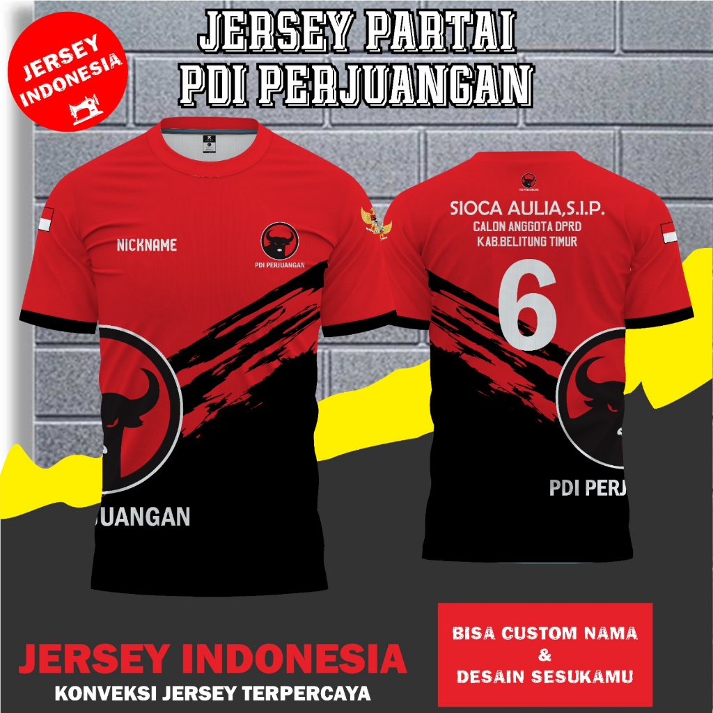 Jual Baju Kaos Partai Pdi Perjuangan Lengan Pendek Dan Panjang Bahan