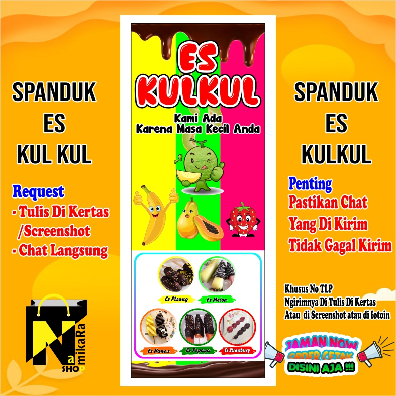 Jual Spanduk banner backdrop es Kulkul murah bisa custom / Banner Es ...